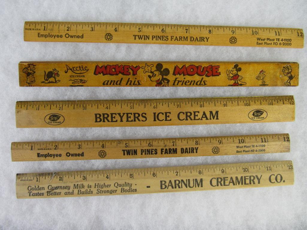 Lot (5) Antique Dairy & Ice Cream Rulers. Twin | Proxibid