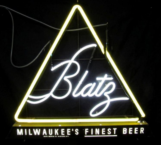 Excellent c. 1960's Blatz Beer 2-Color Skeletal Neon Sign | Online ...