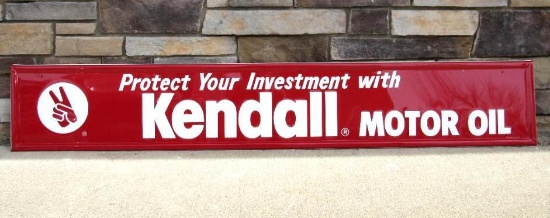Vintage NOS Kendall Motor Oil Embossed Metal 6ft Horizontal Metal Sign ...