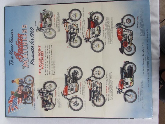 Rare 1960 Indian Motorcycles Sales Brochure / Poster | Art, Antiques ...