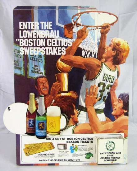 Excellent Vintage Lowenbrau Beer Larry Bird Boston Celtics Easelback ...