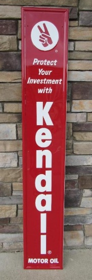 Vintage NOS Kendall Motor Oil Embossed Metal Vertical Sign 6 ft ...