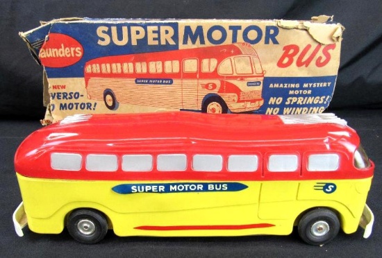 Rare Vintage 1950's Saunders Super Motor Plastic Friction Bus | Art ...