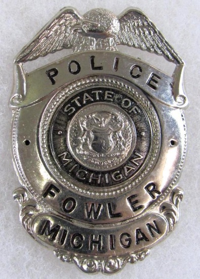 Vintage Obsolete Fowler, MI Police Chest Badge | Online Auctions | Proxibid