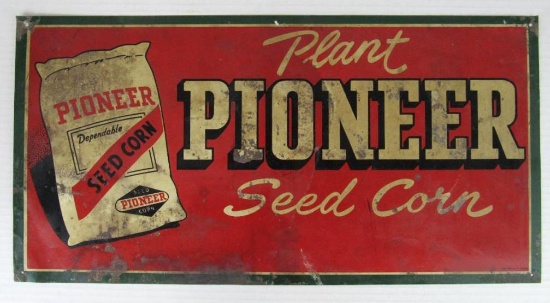 Rare Early Pioneer Seed Corn Metal Advertising Sign (Stout) | Art ...