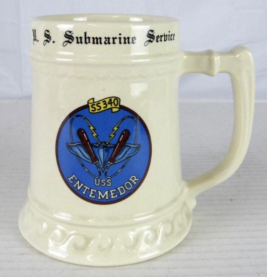 Vintage USS Entemedor US Submarine Service Large Ceramic Mug by Balfour ...