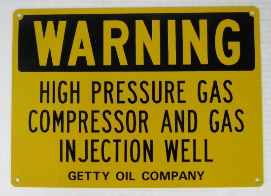 NOS Vintage "Warning Gas Line" Getty Oil Co. Metal Sign | Art, Antiques ...