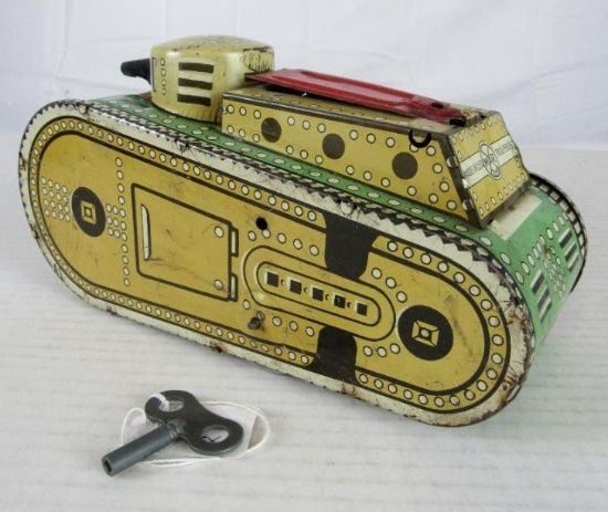 Antique Marx Tin Key Wind Clockwork 10" Tank | Art, Antiques ...