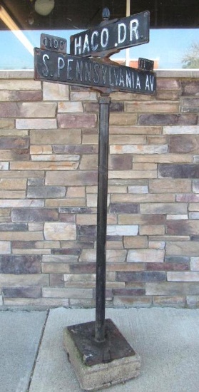 Antique Original Cast Iron Street Sign w/ Finial & Pole. (Pennsylvania ...