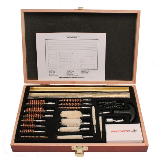 42 PC WINCHESTER DELUXE GUN CLEANING KIT WOOD CASE | Guns & Military ...