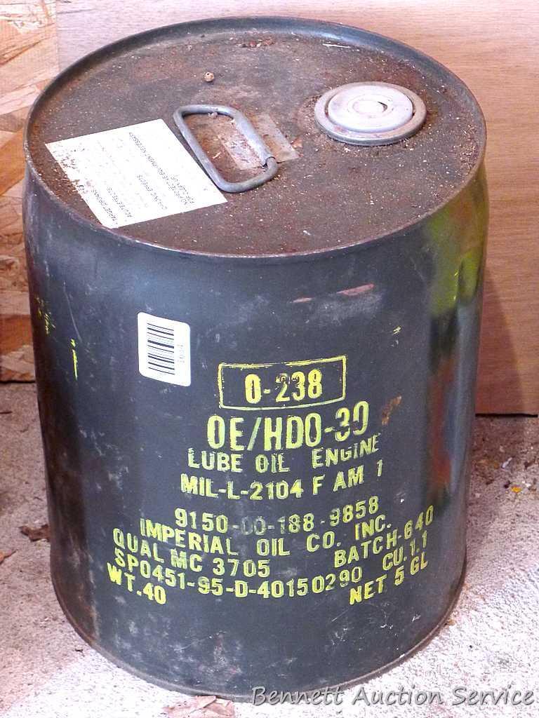 5 gallons OE/HDO-30 Lube Engine Oil military. | Proxibid