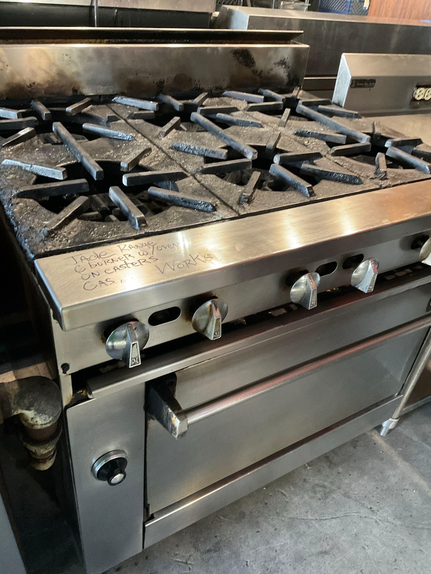 Jade Range, 6 burner with oven, on casters, gas, | Proxibid