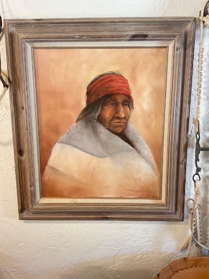 Native American Indian signed painting. 32"T x 28"W | Art, Antiques ...