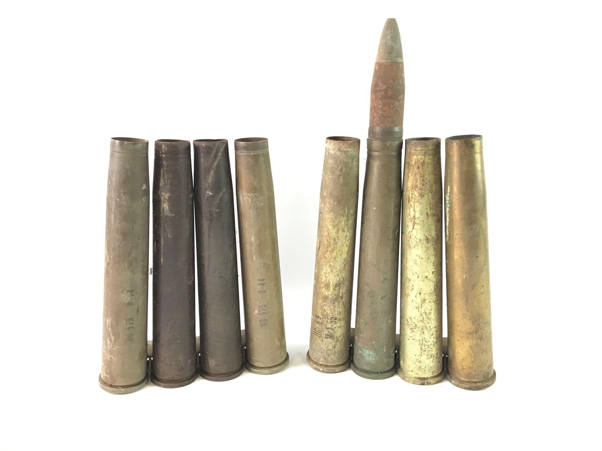Group of eight vintage US Army artillery shells | Proxibid