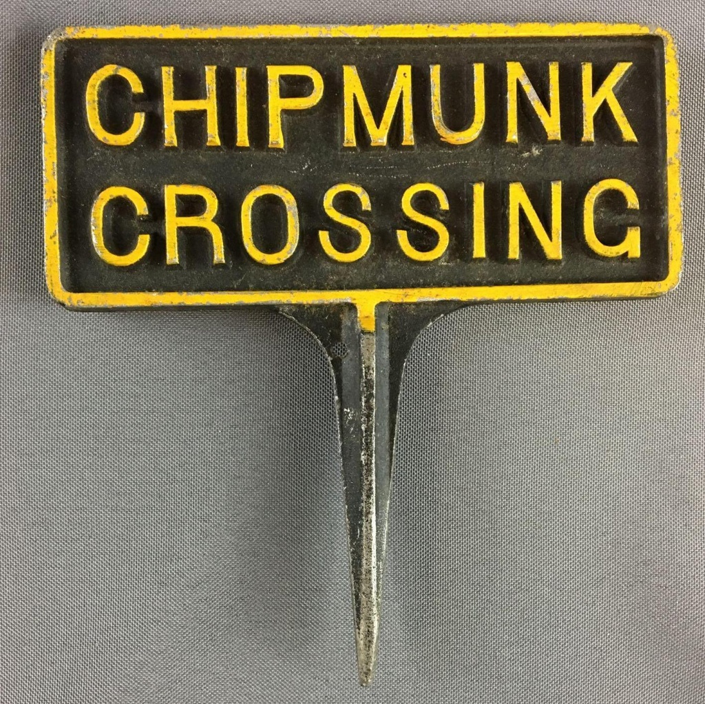 Double sided Metal Chipmunk Crossing Sign | Barnebys