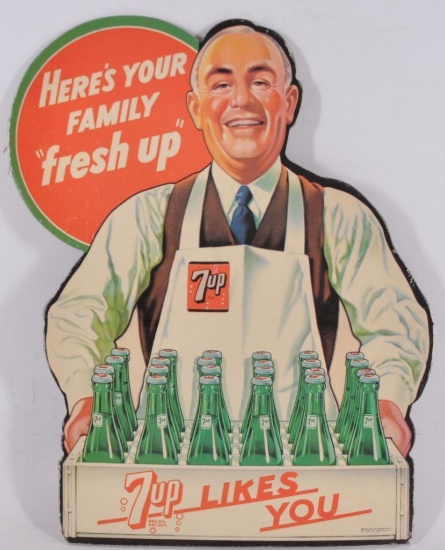 Vintage 7 Up Advertising Cardboard Countertop Standee | Barnebys