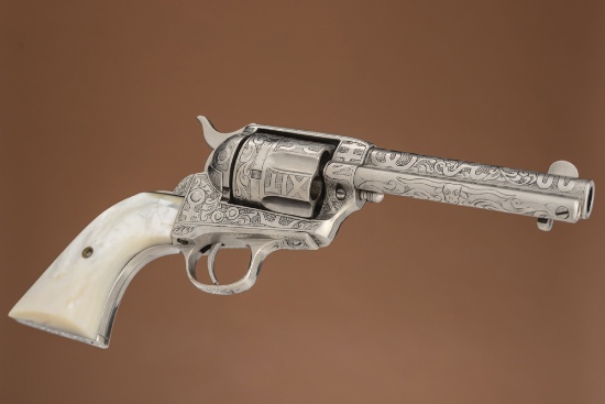 THE FOLLOWING TWO LOTS ARE A MATCHED PAIR OF COLT SINGLE ACTION ARMY REVOLVERS ENGRAVED BY TEXAS ...