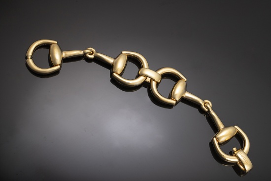 18K Yellow Gold Gucci Horse Bit Bracelet. One ladies yellow gold ...