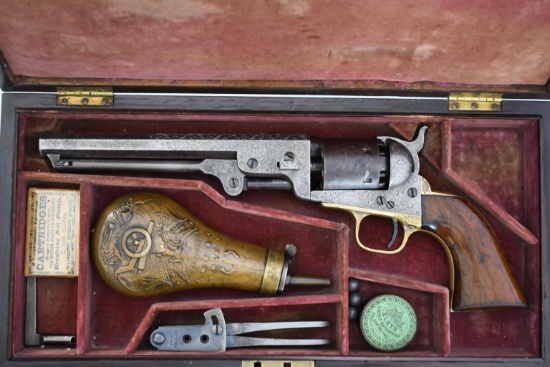 Cased 1870 Colt M1851 Navy G. Young Engraved/ Matching, .36 Cal ...