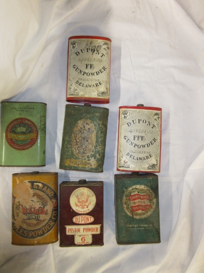 6 Vintage Black Powder (empty) cans | Online Auctions | Proxibid
