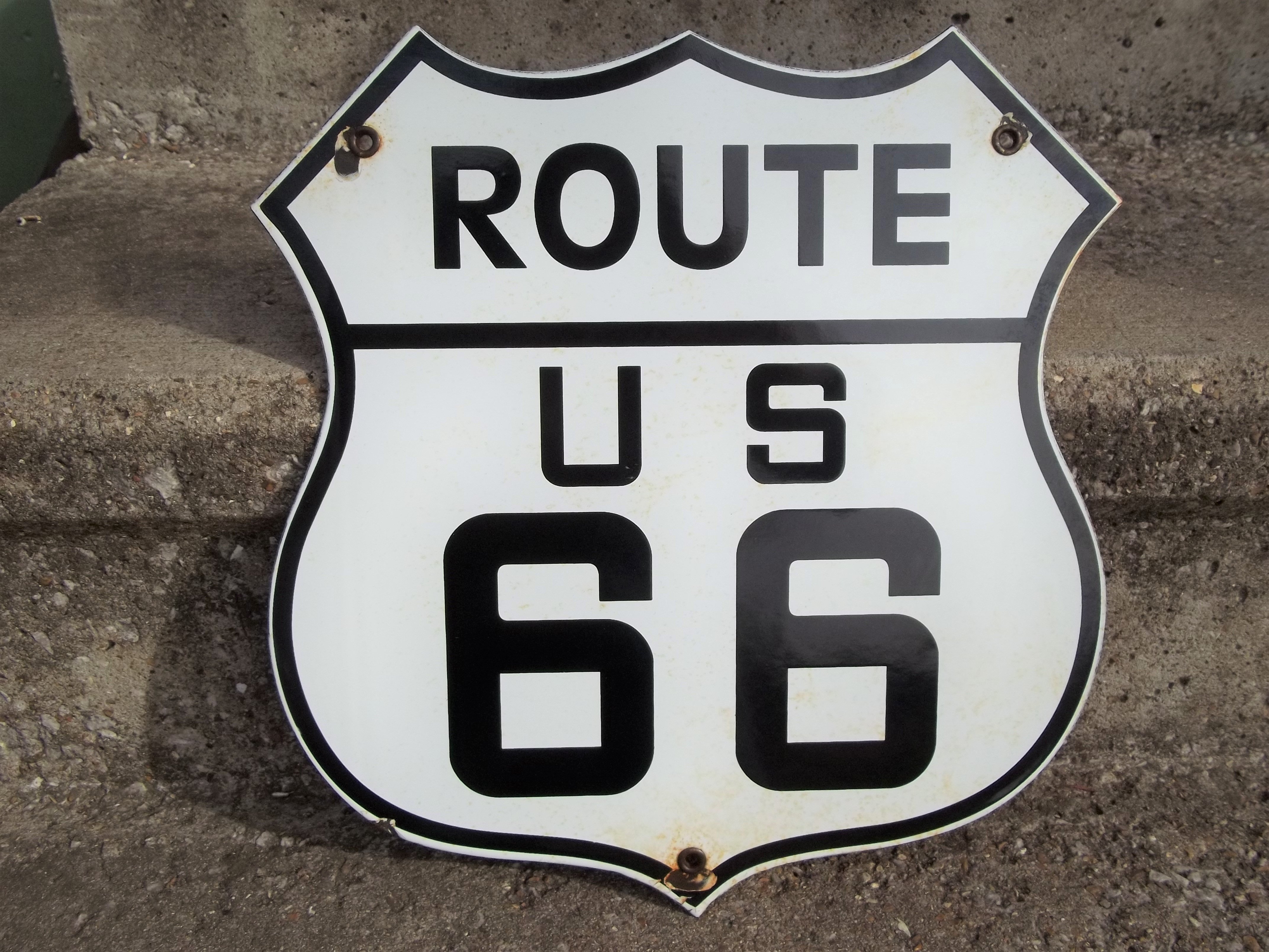 Porcelain Route 66 US Highway Sign Historic Route | Proxibid