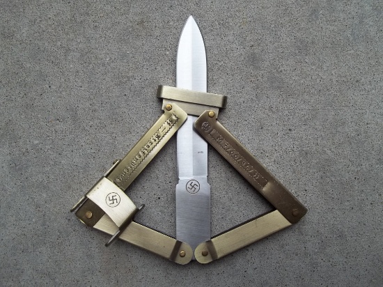 Brass German Nazi Paratrooper Folding Knife | Online Auctions | Proxibid