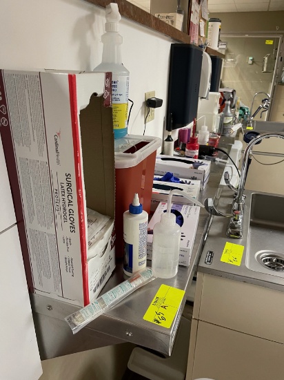 Stainless Steel Wall Shelf with:, Exam Gloves, Surgical Scissors ...