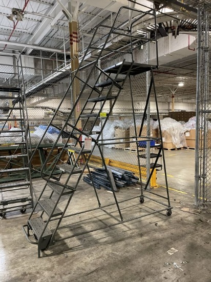 Gillis 10 Step Rollinbng Warehouse Ladder | Online Auctions | Proxibid