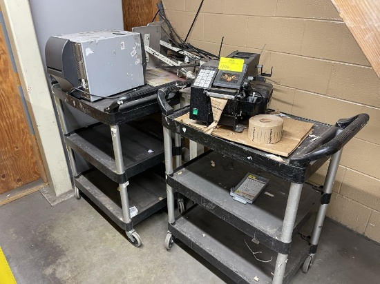 Carts with Various Label Printers. Phoenix Model# E1, Zebra ZT410, and ...