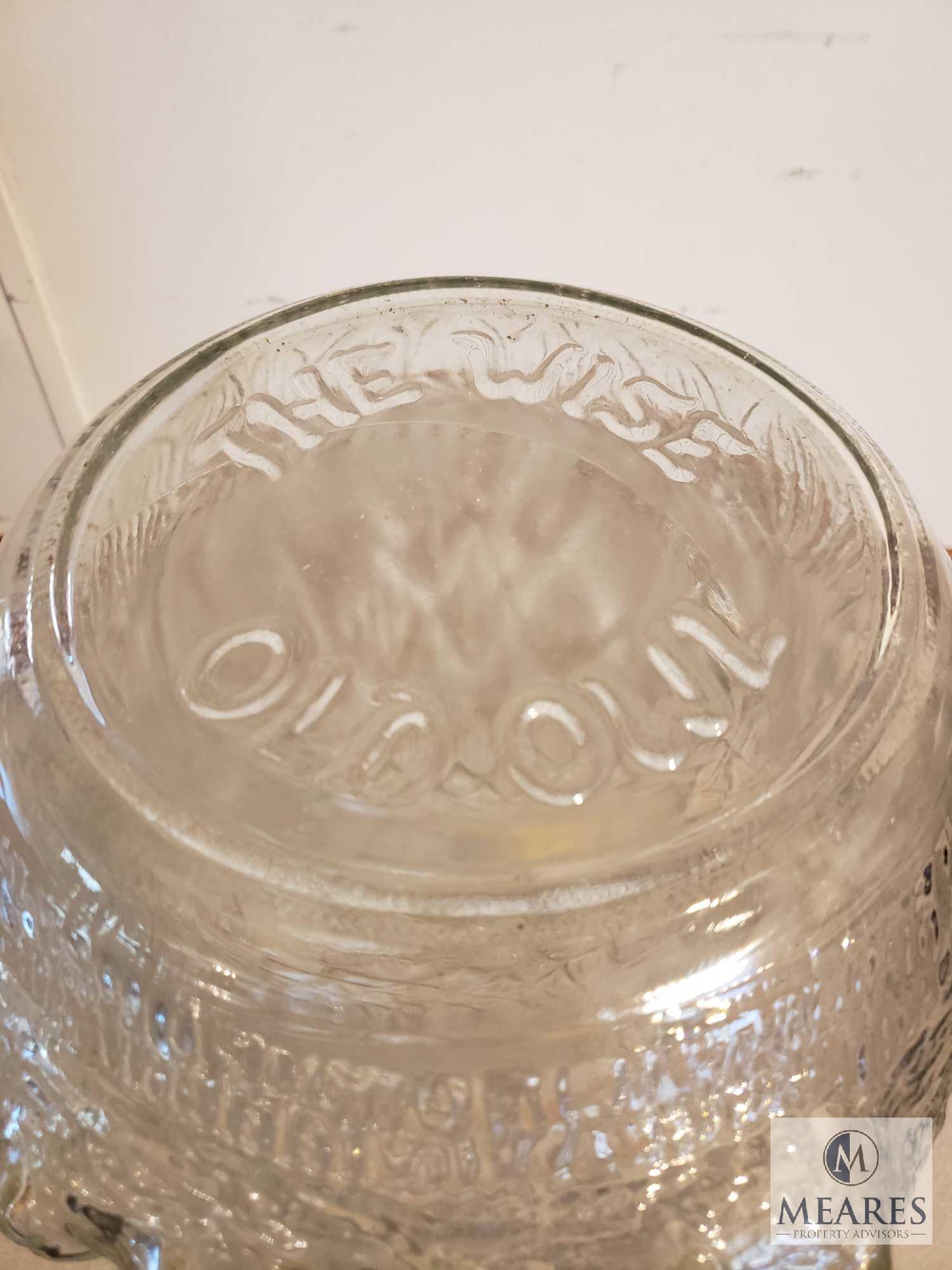 Vintage Clear Glass Owl Jar