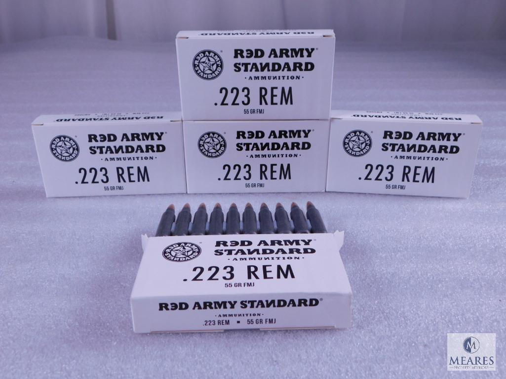 100 Rounds Red Army .223 REM 55 Grain FMJ Ammo | Proxibid