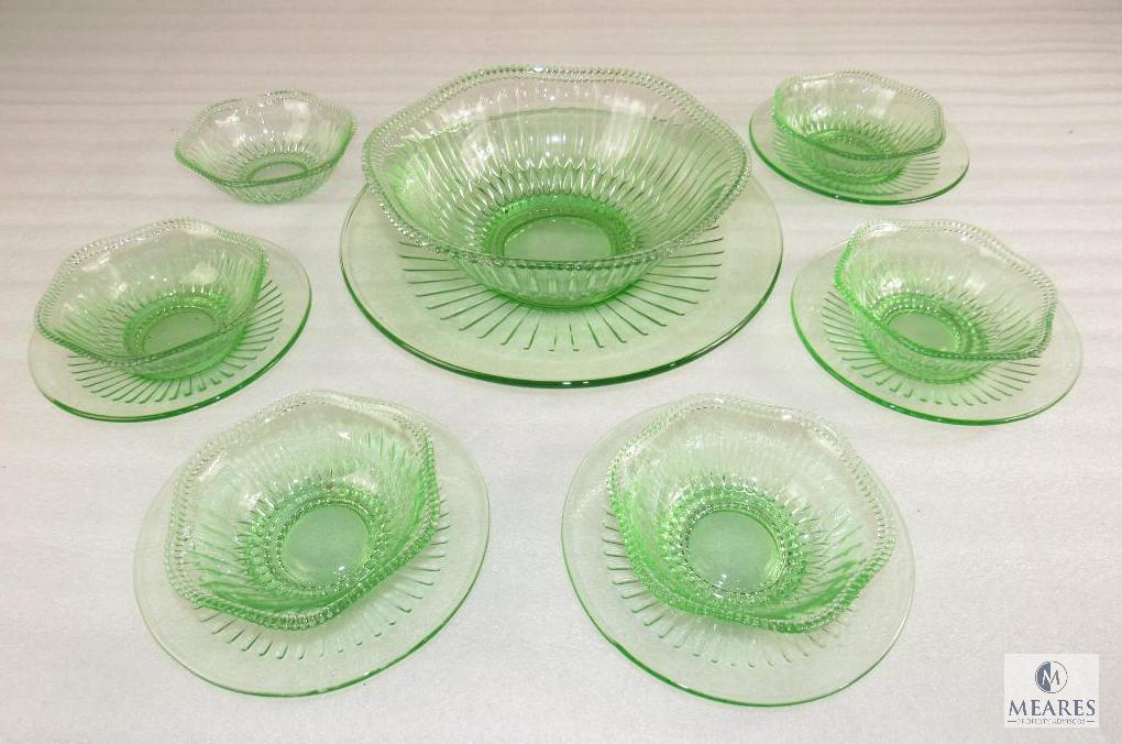 12 Piece Vintage Light Green Glass Charger, Bowl, | Proxibid