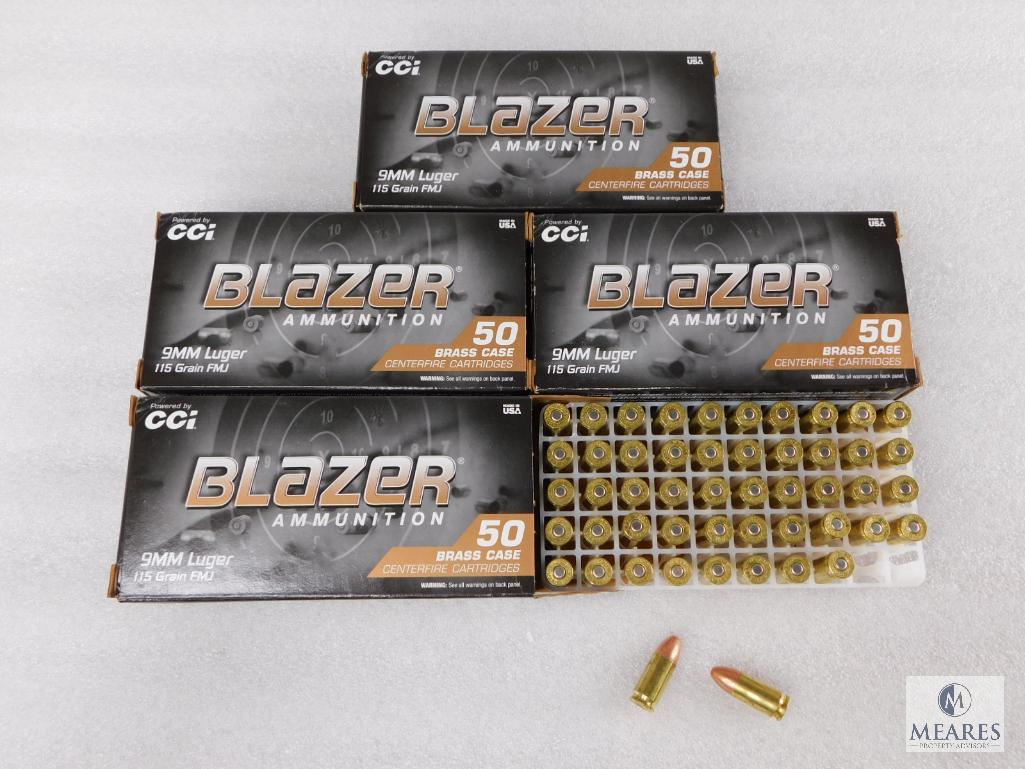 200 Rounds CCi Blazer 9mm Ammo. 115 Grain FMJ | Proxibid