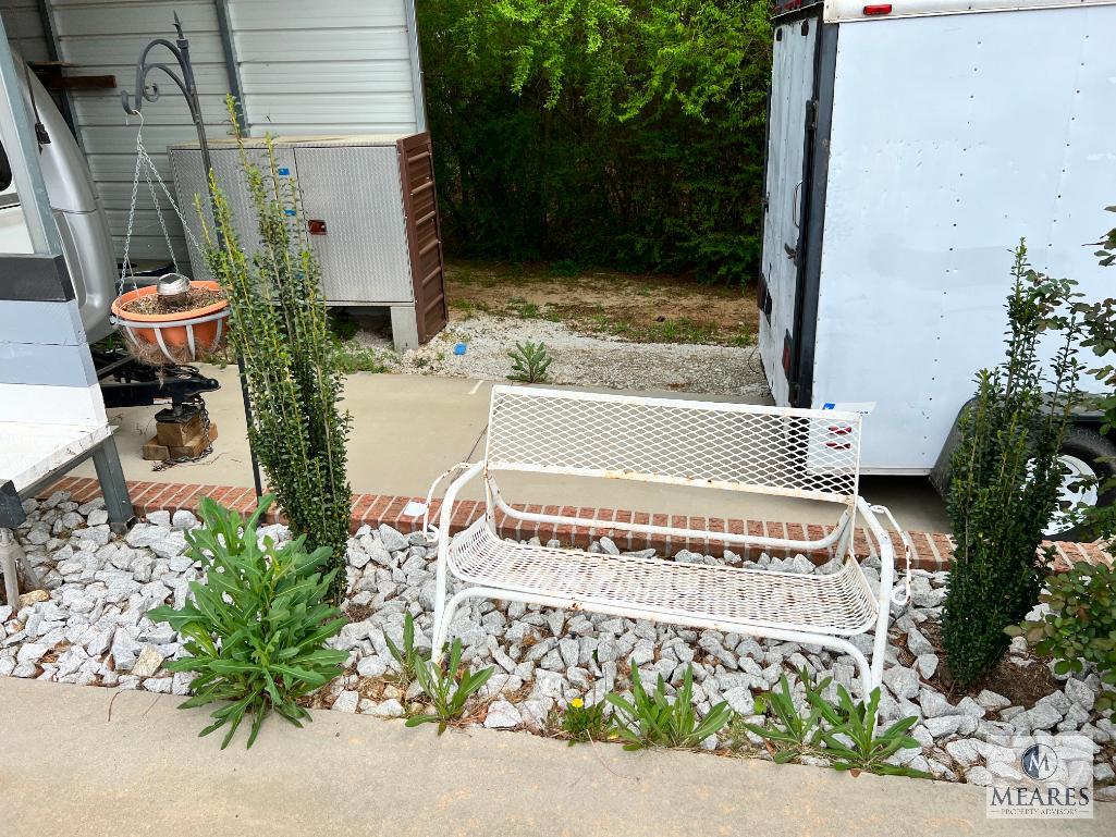 Metal Outdoor Bench and Shephard's Crook Planter | Proxibid