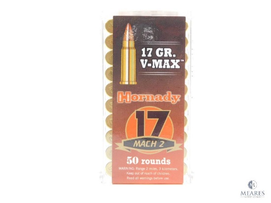 50 Rounds Hornady .17 Mach 2 With 17 Grain V-Max Bullet | Online ...