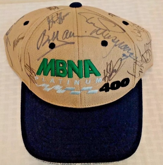 2002 MBNA 400 NASCAR Race Multi Sign-ed 20x Signatures Auto 1/1 Hat Cap ...