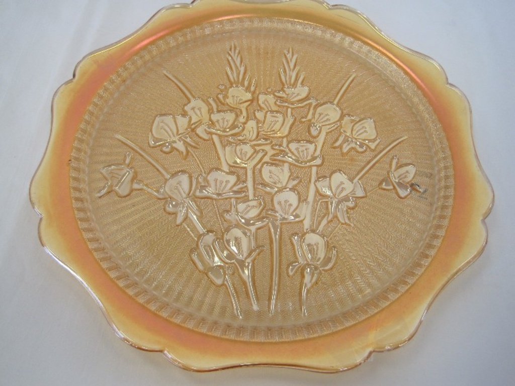 Beautiful Vintage Jeanette Glass Marigold Iris & Herringbone 9.5 Dia ...