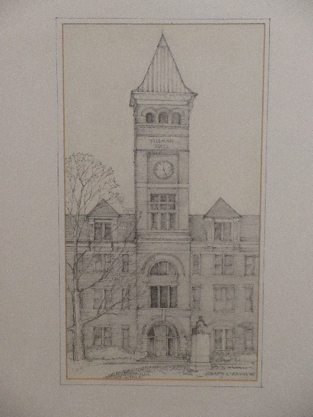 Tillman Hall Drawing Tillman Hall | 18"x24" | 2 Color Linoleum Block