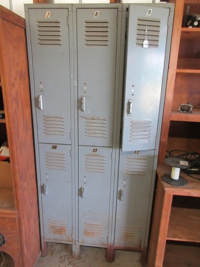 Vintage Lyon Gray Double Metal Locker Unit Total 6 Lockers Multi ...