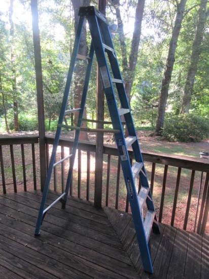 Werner Blue Fiberglass A-Frame 8 Ft. Ladder Advanced Performance Type 1 ...