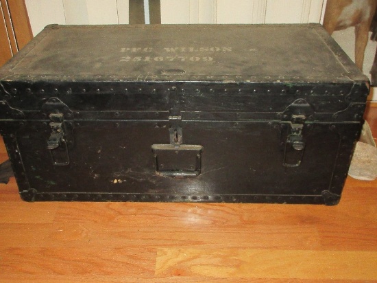 Vintage 1949 Poirier & McLane Corp WWII Military Foot Locker Trunk-14"H ...