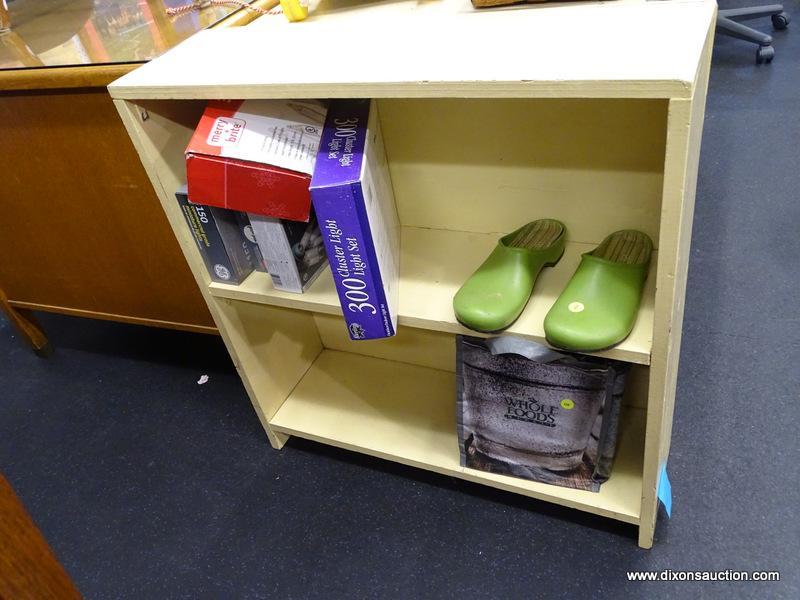 BOOKCASE; 2 SHELF CREAM COLORED BOOKCASE. | Proxibid