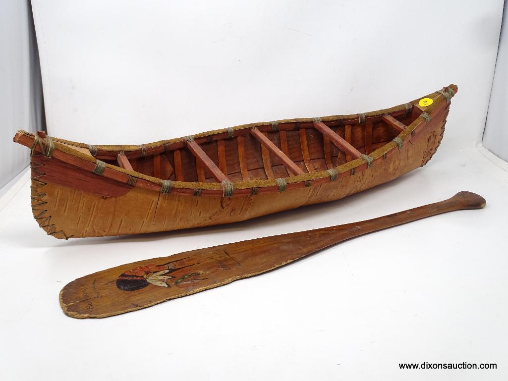 NATIVE AMERICAN MODEL BIRCH BARK CANOE WITH | Proxibid