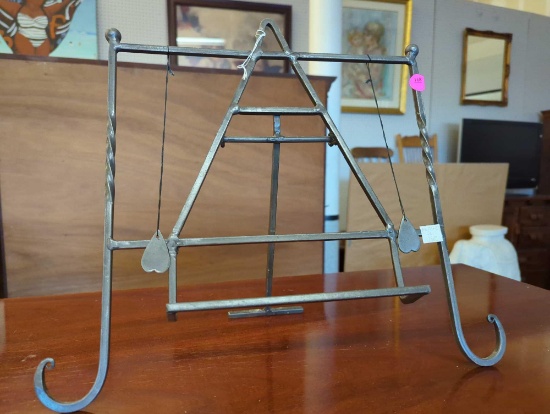 FORGED IRON BOOK STAND CONTEMPORARY WITH SWIVEL EASEL AND CUT STEEL ...