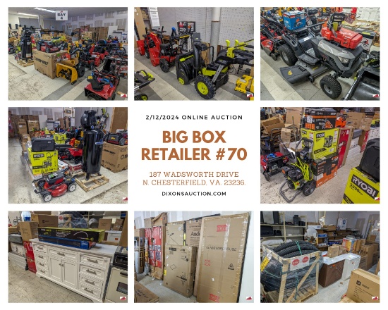 Dixon's Auction Auction Catalog - 2/12/24 Big Box Retail Open Box ...