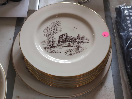 (MIDKIT) LOT OF 10 LENOX PLATES SPECIAL PATTERN DEPICTING HORSE AND ...