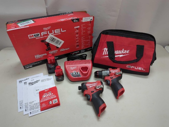 Milwaukee M12 FUEL 12-Volt Lithium-Ion Brushless Cordless Hammer Drill and Impact Driver Combo ...