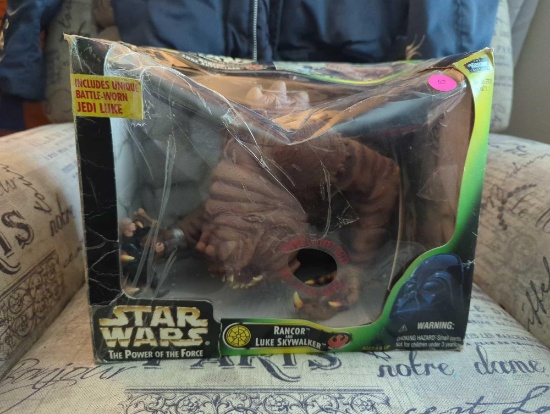 (LR)KENNER STAR WARS POWER OF THE FORCE, RANCOR AND LUKE SKYWALKER, BOX ...