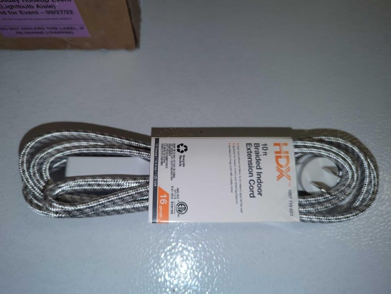 Box of 8 HDX 10 ft. 16-Gauge/2 White Braided Extension Cord, Retail ...