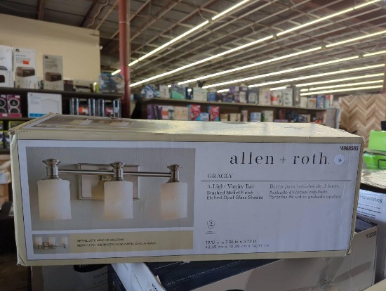 Allen + Roth Gracey 3-Light Vanity Bar in Brushed Nickel | Industrial ...